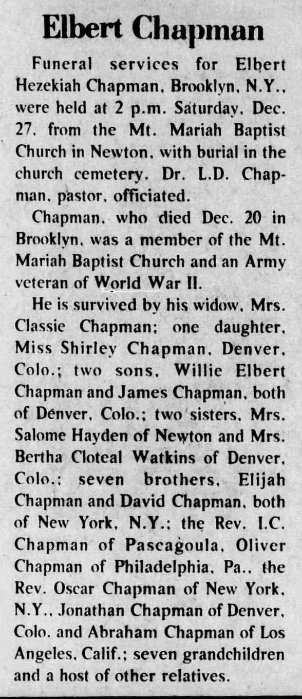 Elbert Hezekiah Chapman – Our Unique Stories