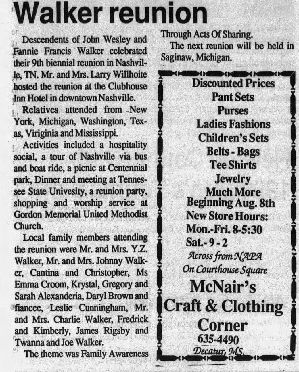 John Wesly Walker and Fannie Moore Walker Family Reunion – 1994 – Our ...